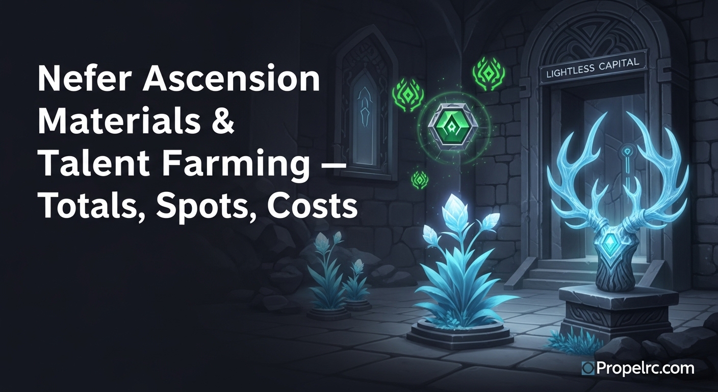 Nefer Ascension Materials List January 2025 Talent Costs